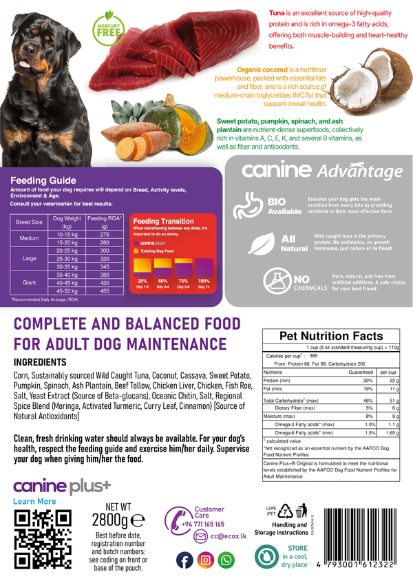 Canine Plus+® Original : All-natural food for Adult Dogs